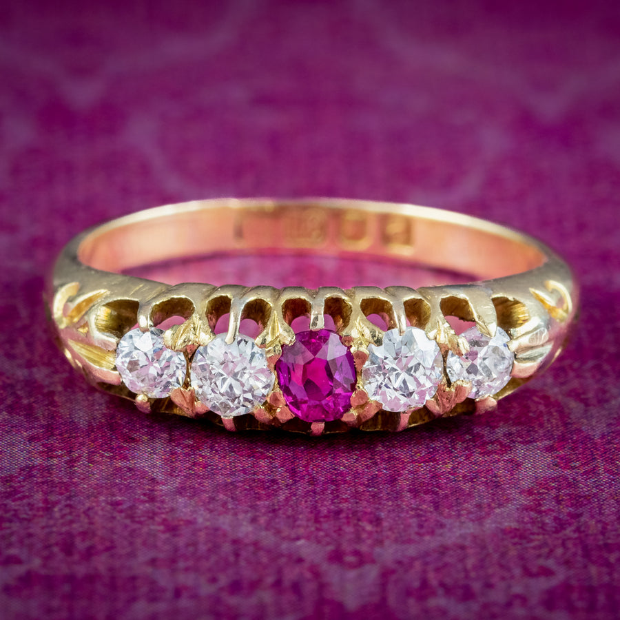 Victorian Ruby Five Stone Rings Collection – Laurelle Antique Jewellery
