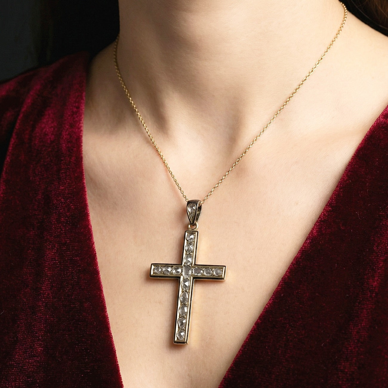 Victorian Diamond Cross Pendant – Laurelle Antique Jewellery