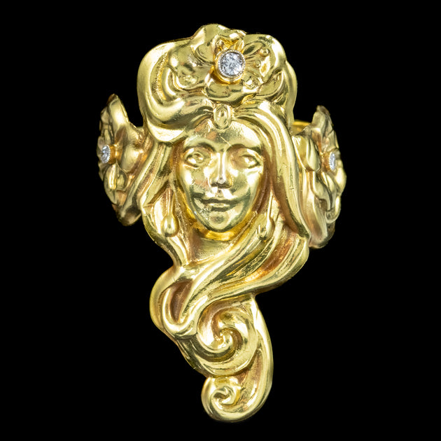 Antique Edwardian Art Nouveau Diamond Nymph Maiden Ring – Laurelle ...