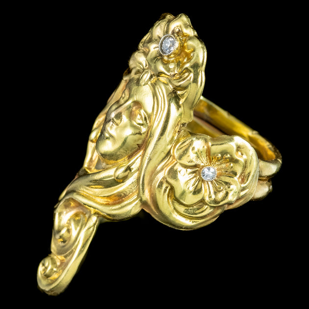 Antique Edwardian Art Nouveau Diamond Nymph Maiden Ring – Laurelle ...