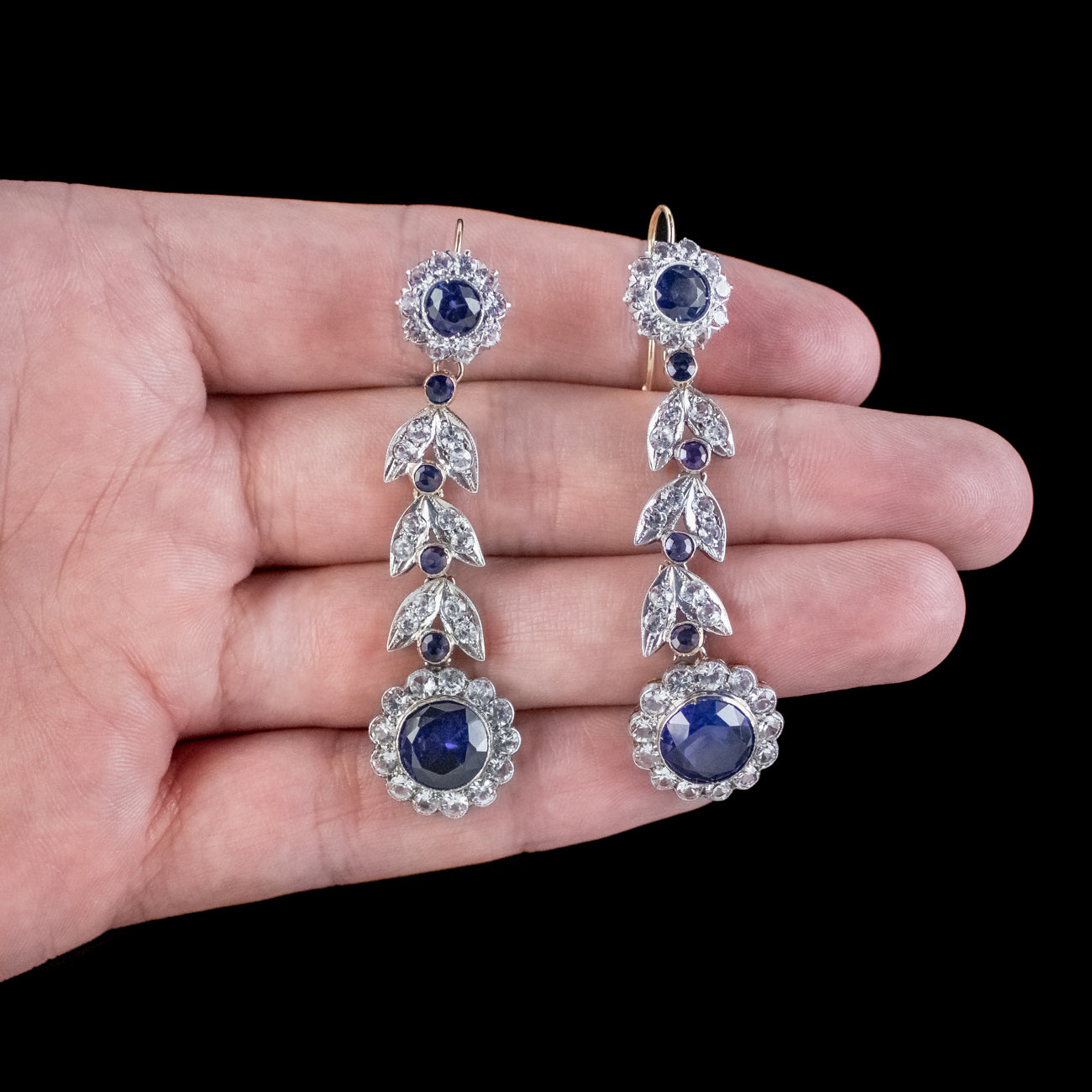 15ct Blue Paste Earrings (Antique Edwardian) – Laurelle Antique Jewellery