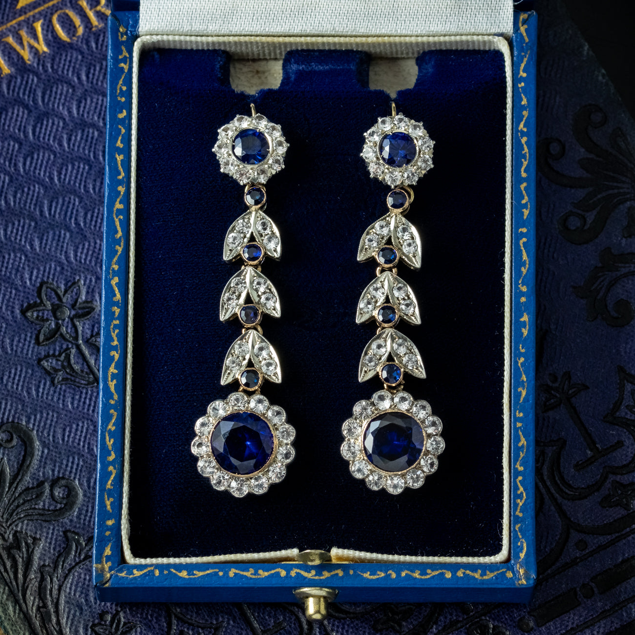 15ct Blue Paste Earrings (Antique Edwardian) – Laurelle Antique Jewellery