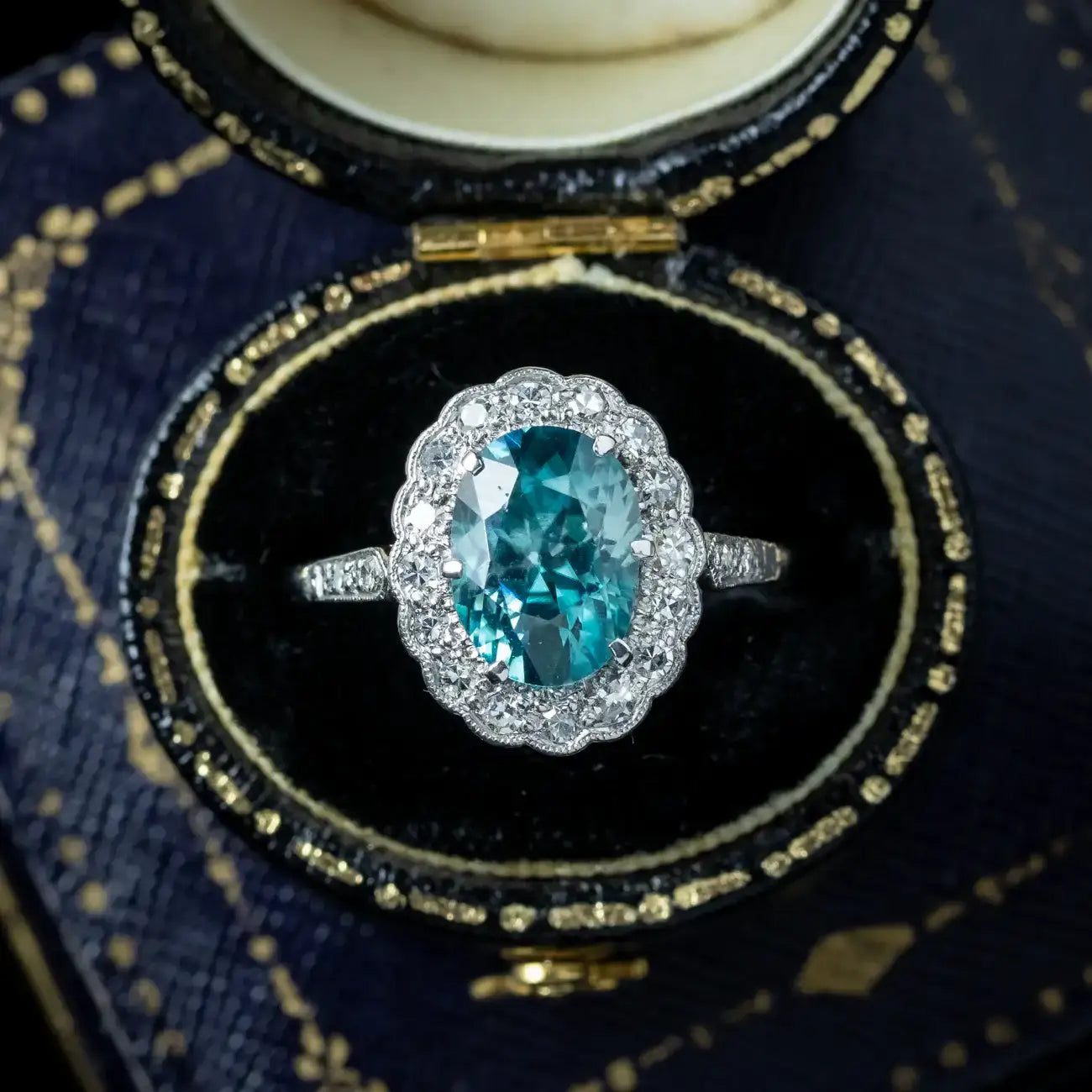 Edwardian Zircon Diamond Cluster Ring | – Laurelle Antique Jewellery