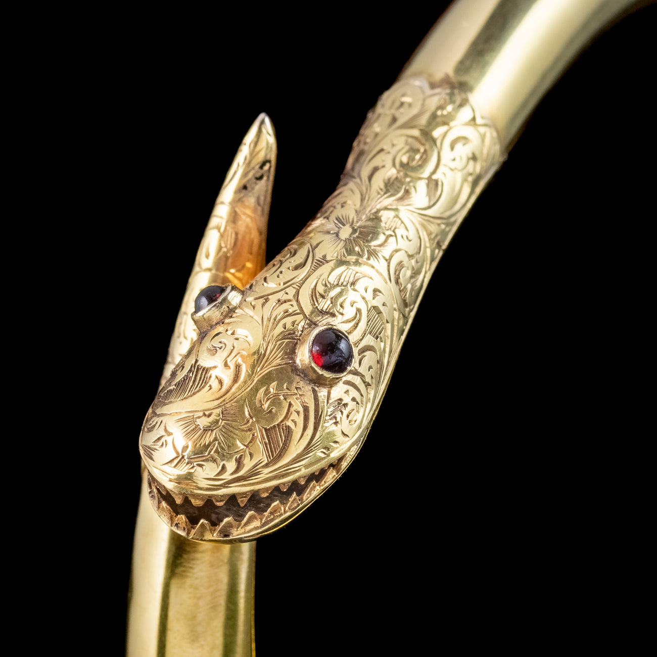 Antique Edwardian Snake Slave Bangle 9ct Gold Garnet Eyes Dated 1917 ...