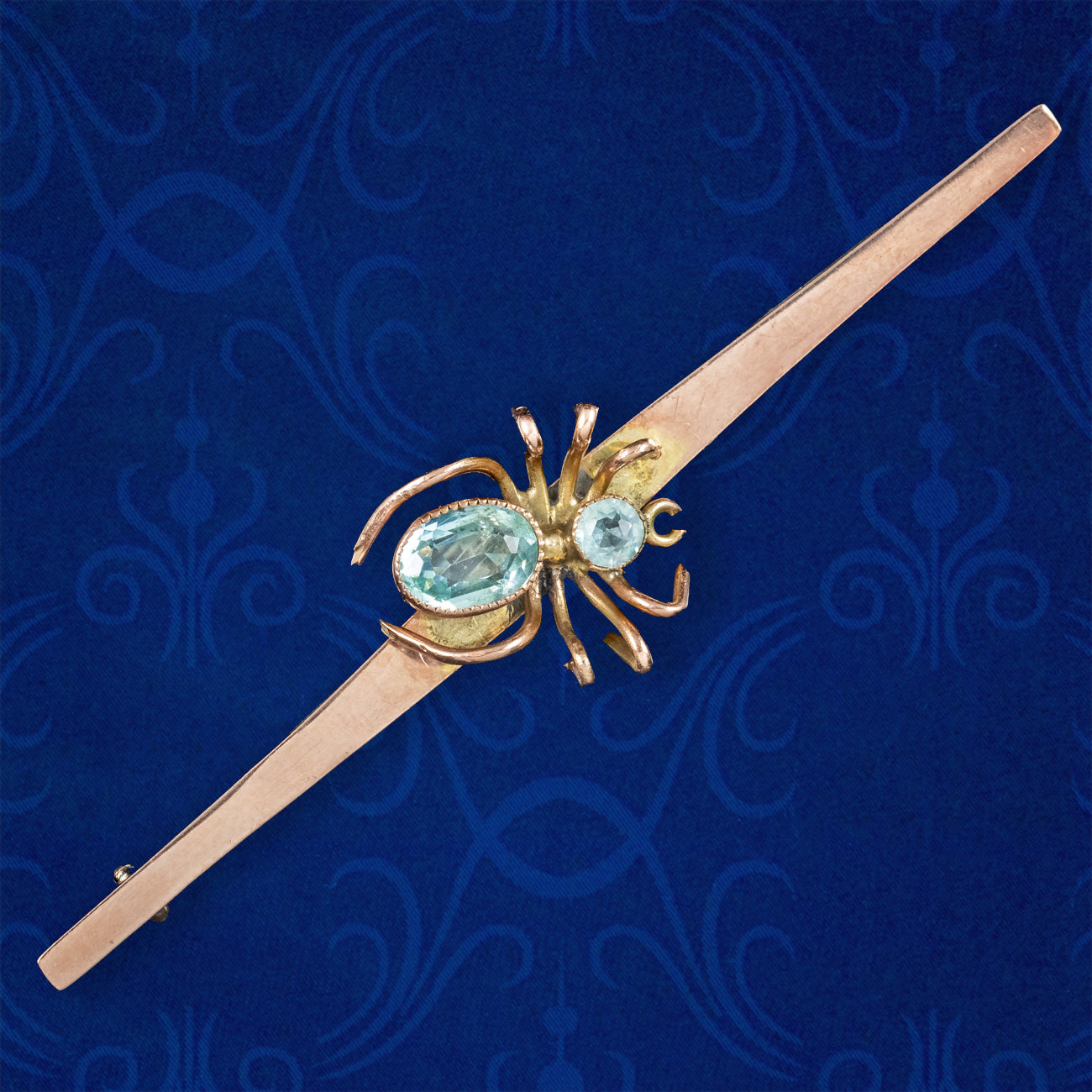 Antique Edwardian Spider Bar Brooch 9ct Gold Blue Paste – Laurelle ...