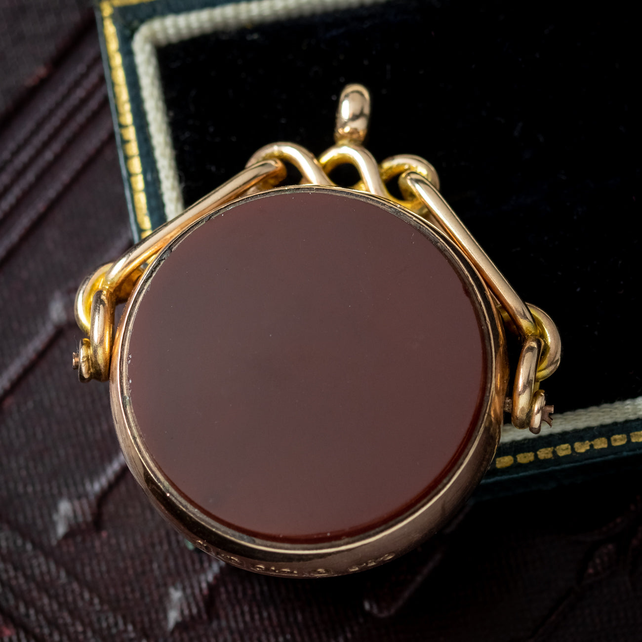 Antique Edwardian Spinning Bloodstone Fob Pendant 9ct Gold Dated 1901 ...