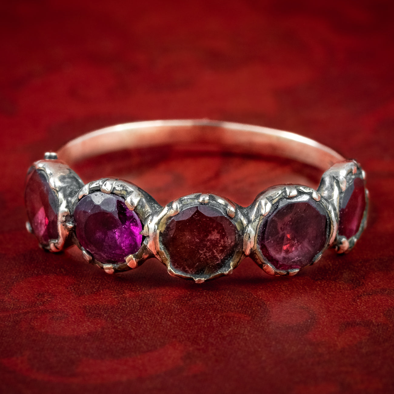 Georgian Flat Cut Garnet 5 Stone Ring | Garnet Ring Gold | – Laurelle ...