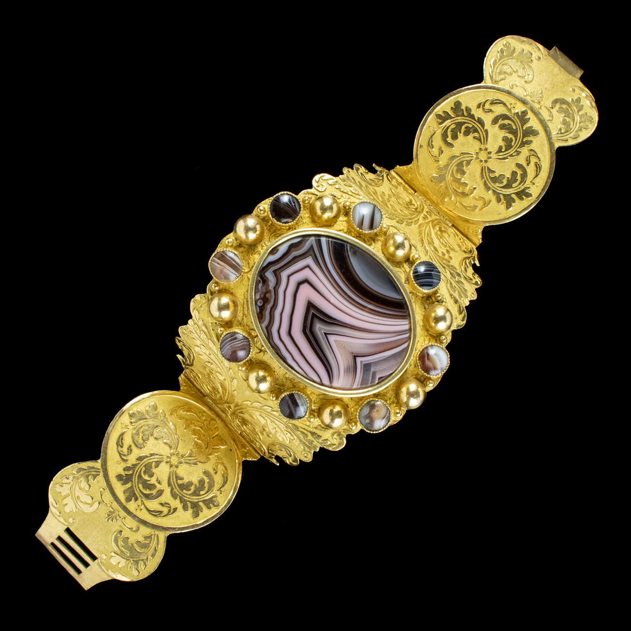 Antique Georgian Scottish Agate Cuff Bangle Pinchbeck Gold Gilt ...