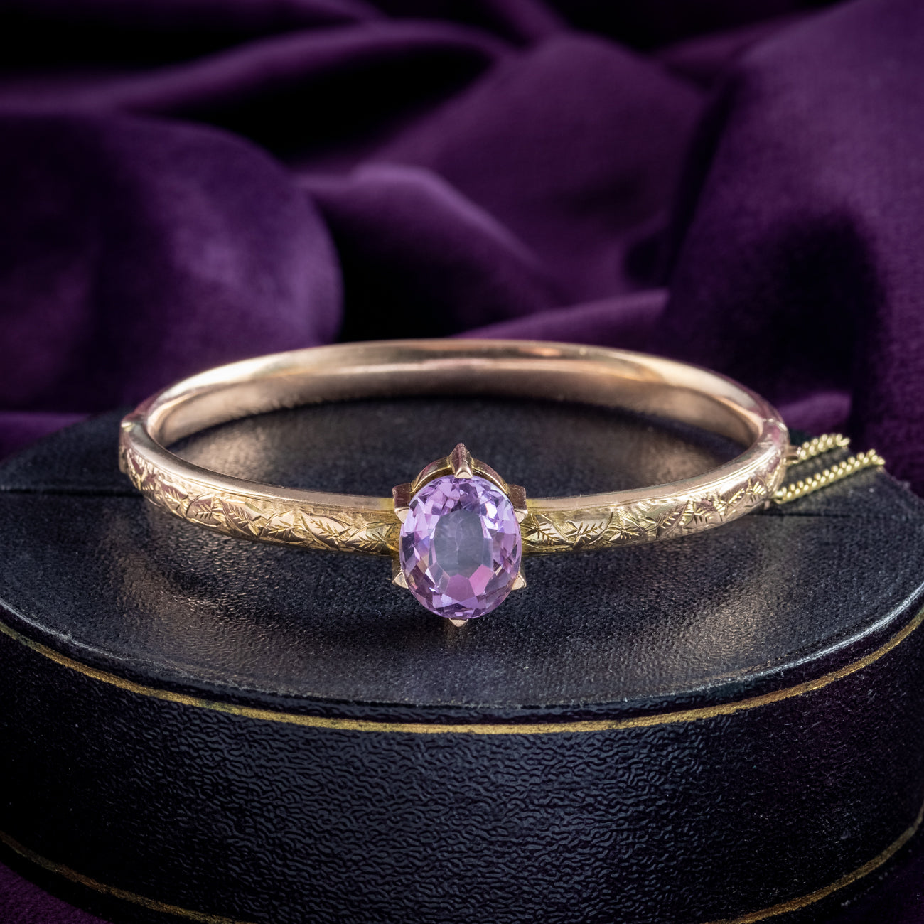 Antique Victorian Amethyst Ivy Bangle 9ct Gold 6ct Stone – Laurelle ...