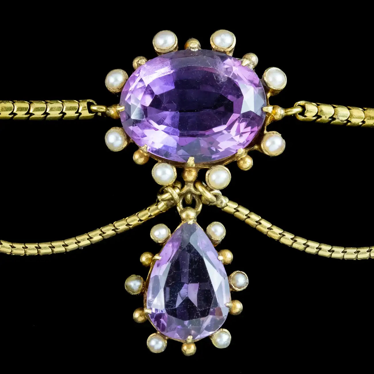 Victorian Amethyst Pearl Festoon Necklace | – Laurelle Antique Jewellery