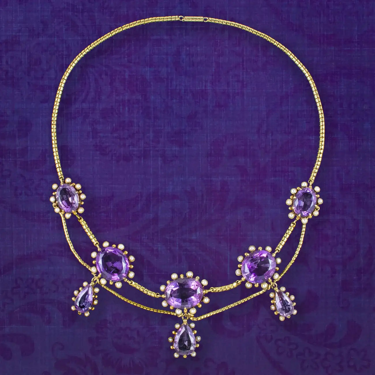 Victorian Amethyst Pearl Festoon Necklace | – Laurelle Antique Jewellery