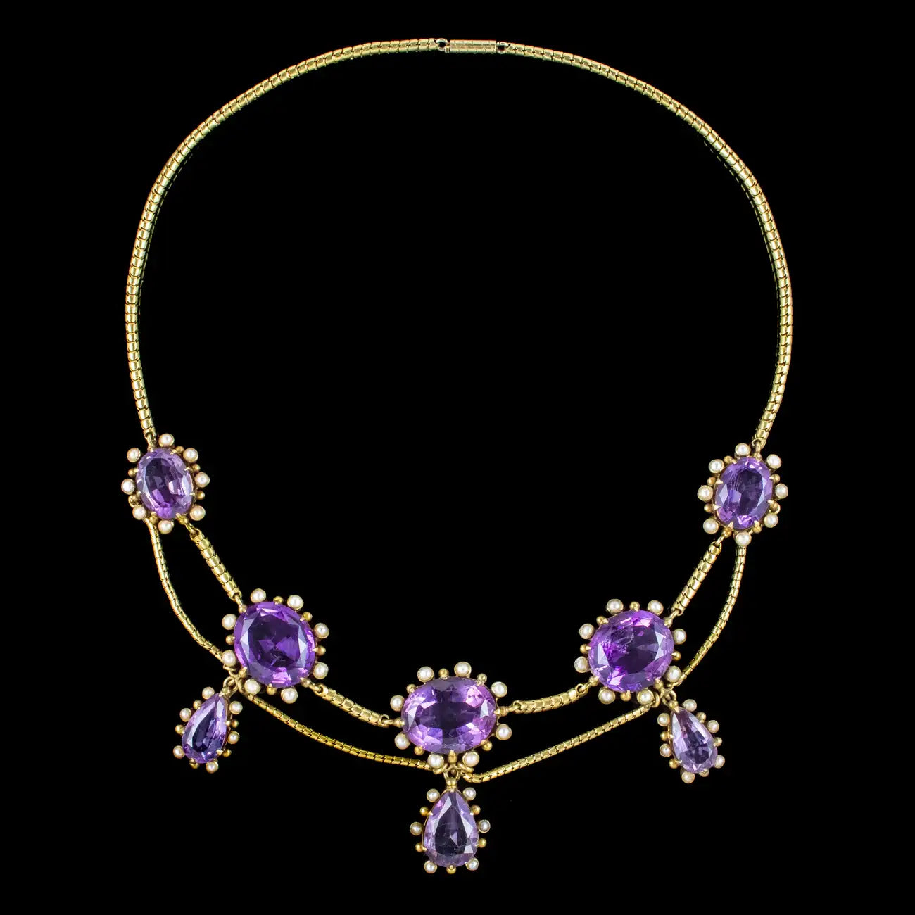 Victorian Amethyst Pearl Festoon Necklace | – Laurelle Antique Jewellery