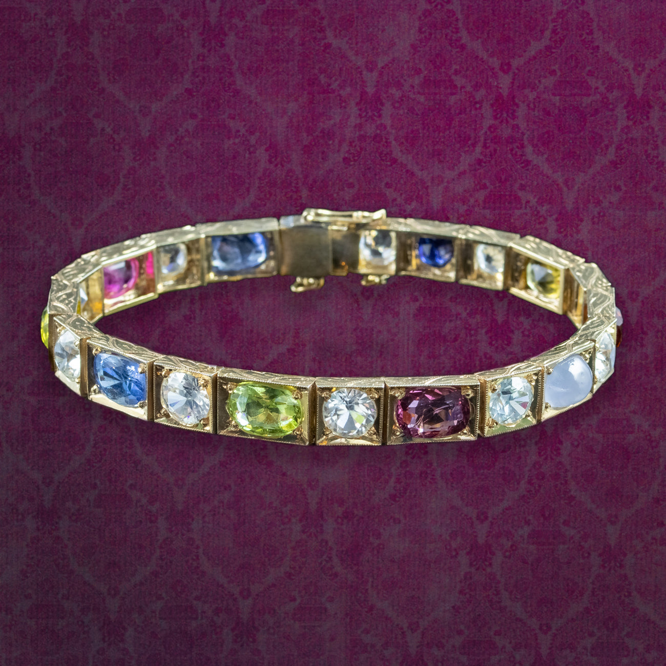 Victorian Gemstone Harlequin Bracelet | – Laurelle Antique Jewellery