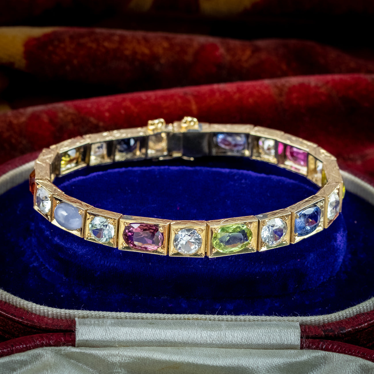 Victorian Gemstone Harlequin Bracelet | – Laurelle Antique Jewellery