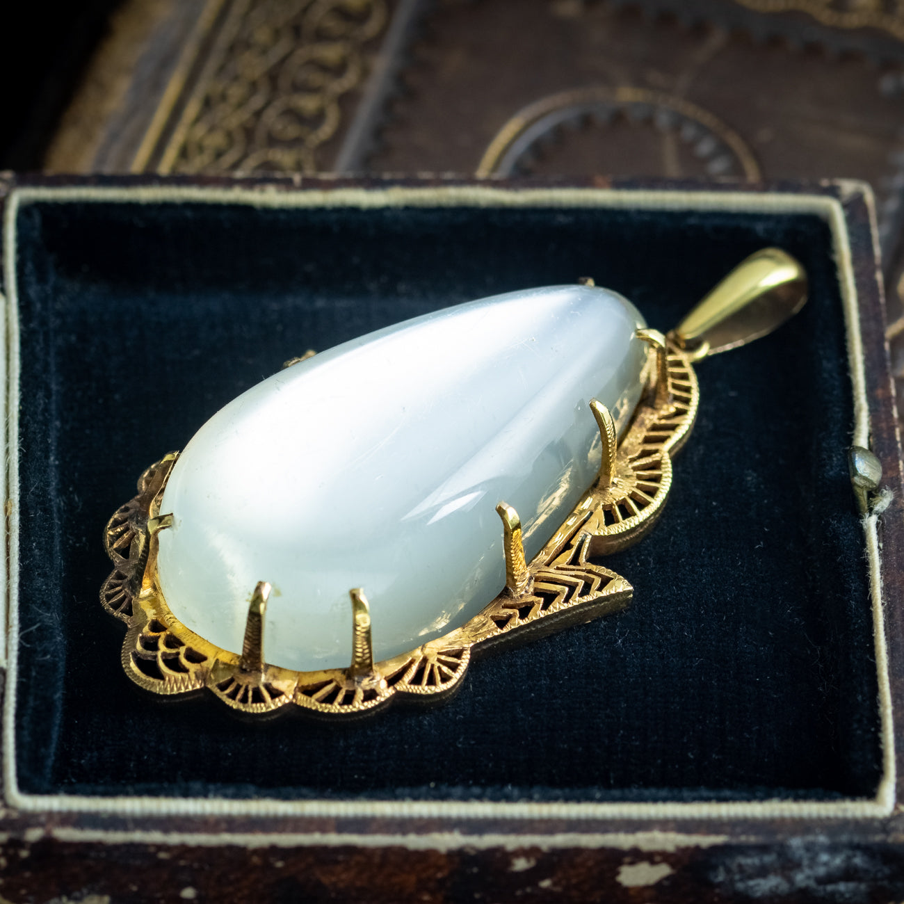 Antique Victorian Moonstone Pendant 18ct Gold Large 66ct Moonstone ...