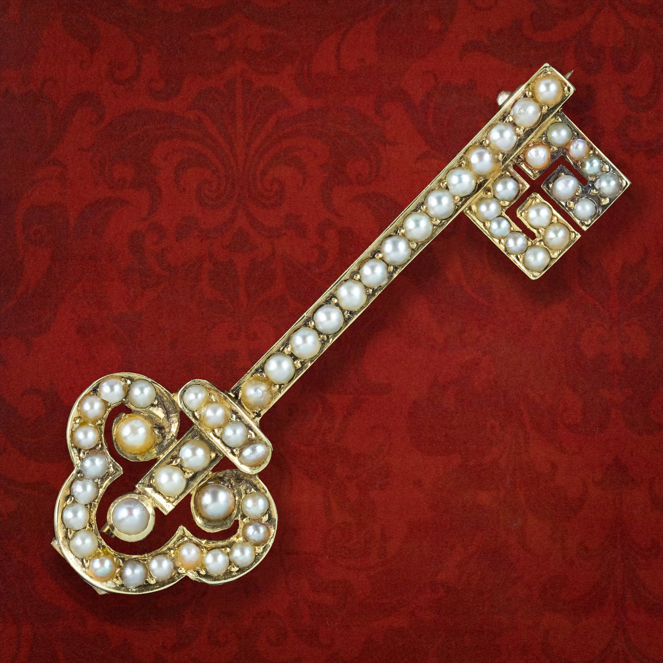 Antique Victorian Natural Pearl Key Brooch 18ct Gold – Laurelle Antique ...