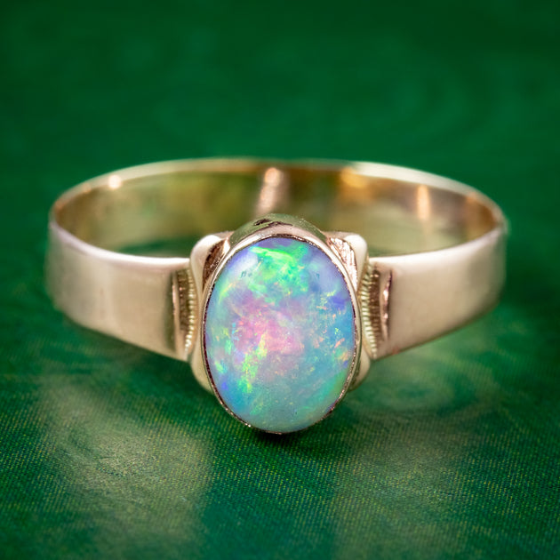 Antique Victorian Opal Solitaire Ring 0.70ct Opal – Laurelle Antique ...