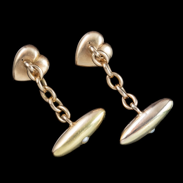 Antique Victorian Pearl Heart Cufflinks 15ct Gold – Laurelle Antique ...