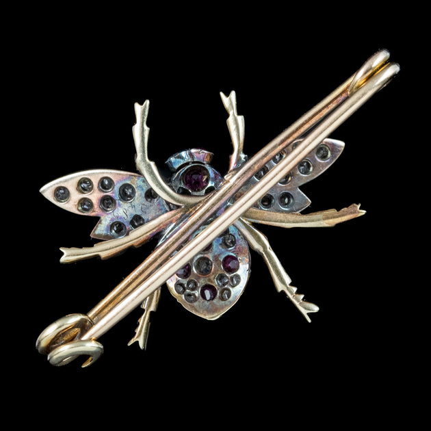 Victorian Ruby Diamond Bee Brooch | – Laurelle Antique Jewellery