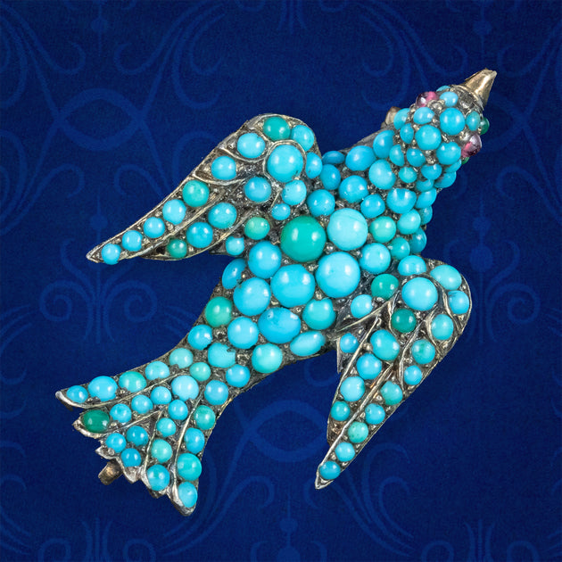 Antique Victorian Turquoise Dove Brooch 18ct Gold – Laurelle Antique ...