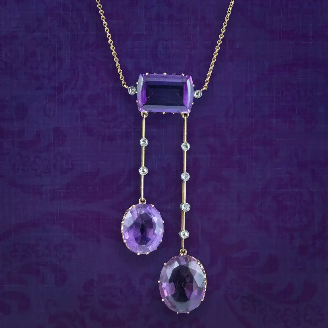 Art Deco Amethyst Diamond Necklace | – Laurelle Antique Jewellery