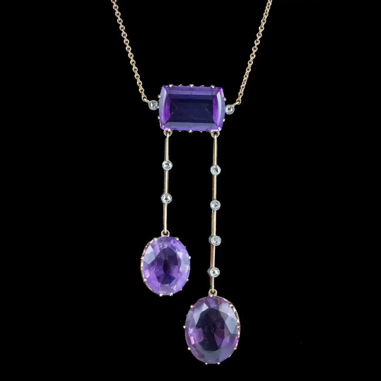 Art Deco Amethyst Diamond Necklace | – Laurelle Antique Jewellery