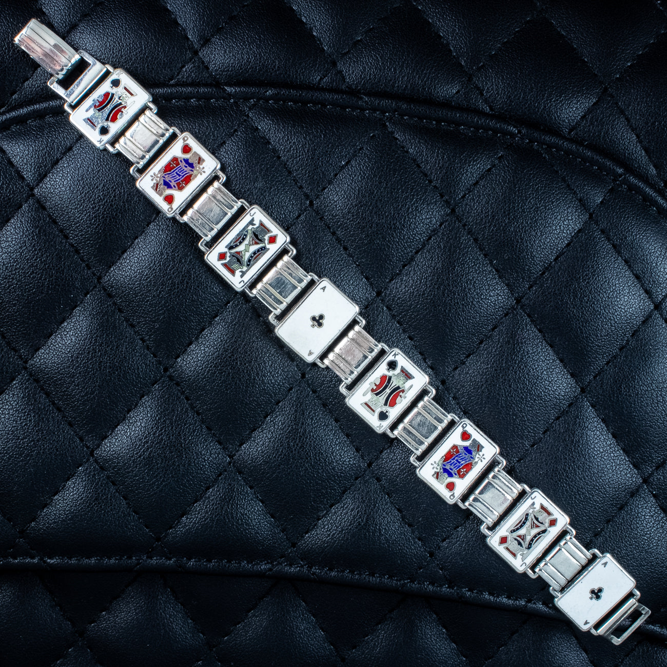 Art Deco Enamel Playing Card Bracelet Silver With Box – Laurelle ...