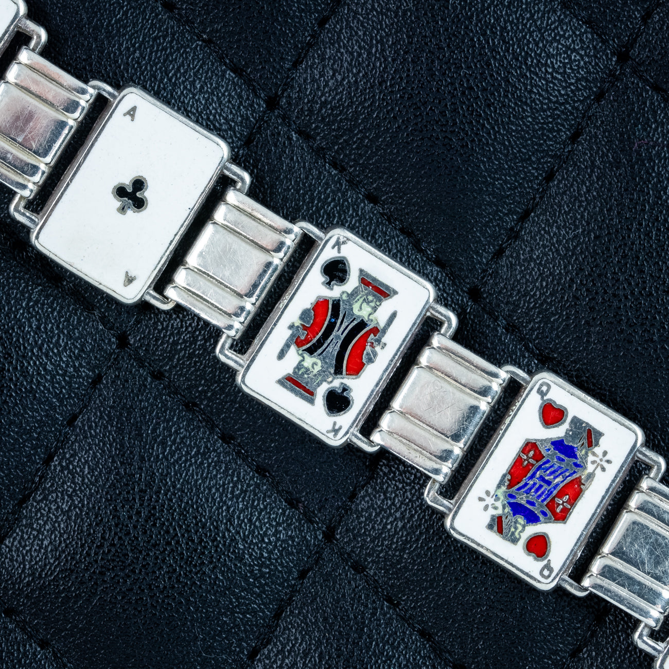 Art Deco Enamel Playing Card Bracelet Silver With Box – Laurelle ...