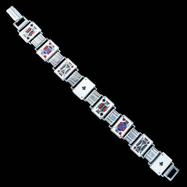 Art Deco Enamel Playing Card Bracelet Silver With Box – Laurelle ...