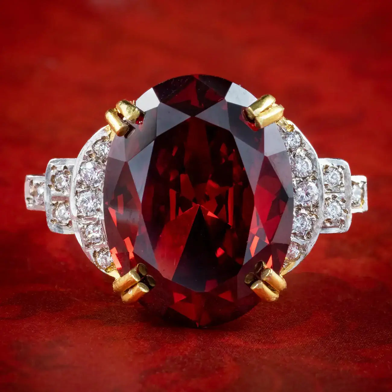 Art Deco Style Synthetic Garnet Cz Cocktail Ring | Shop Now – Laurelle ...