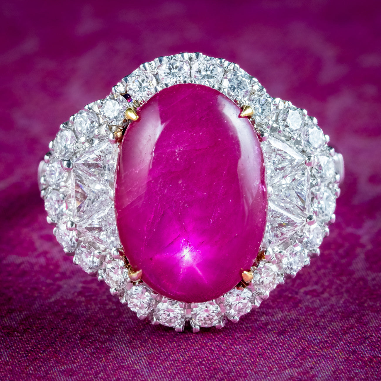 Vintage Star Ruby Diamond Cluster Ring | – Laurelle Antique Jewellery