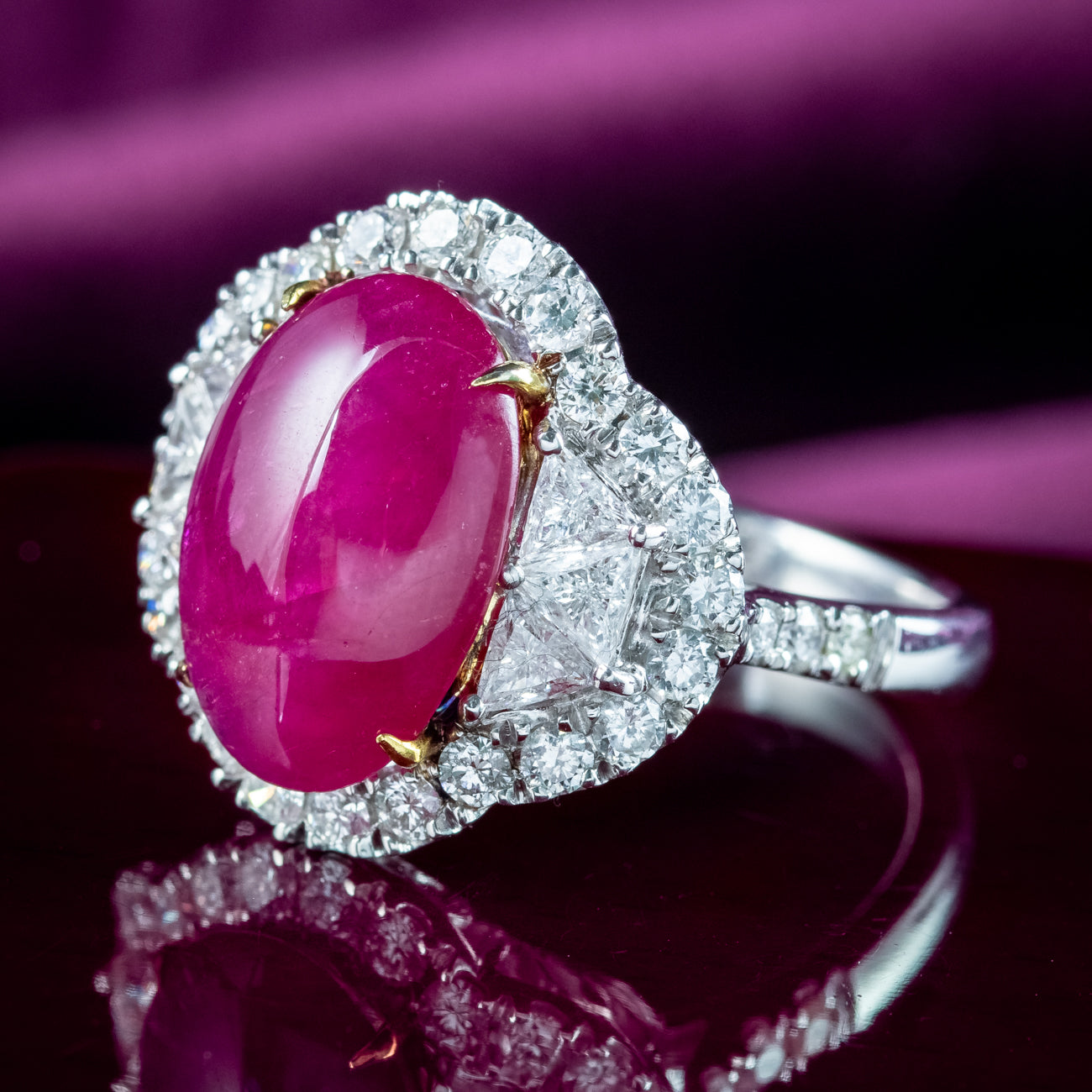 Vintage Star Ruby Diamond Cluster Ring | – Laurelle Antique Jewellery