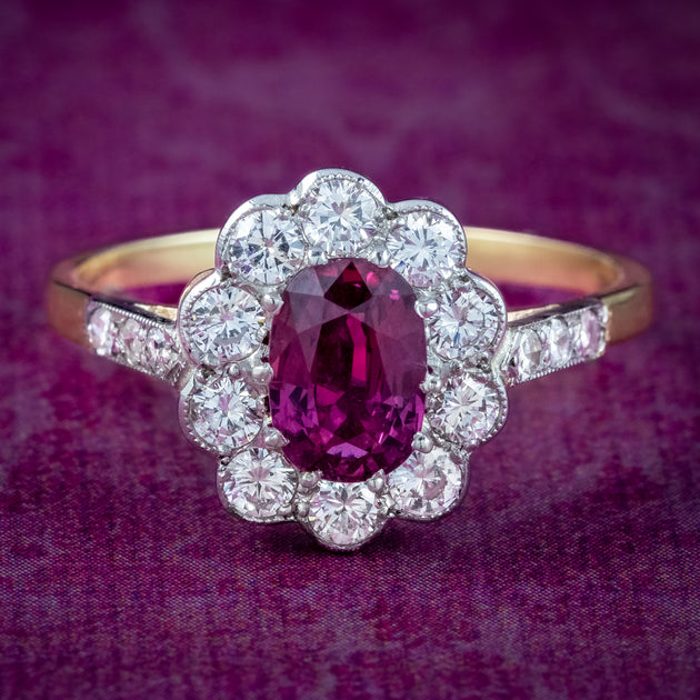 Edwardian Style Cluster Ring Ruby 1ct | Laurelle – Laurelle Antique ...