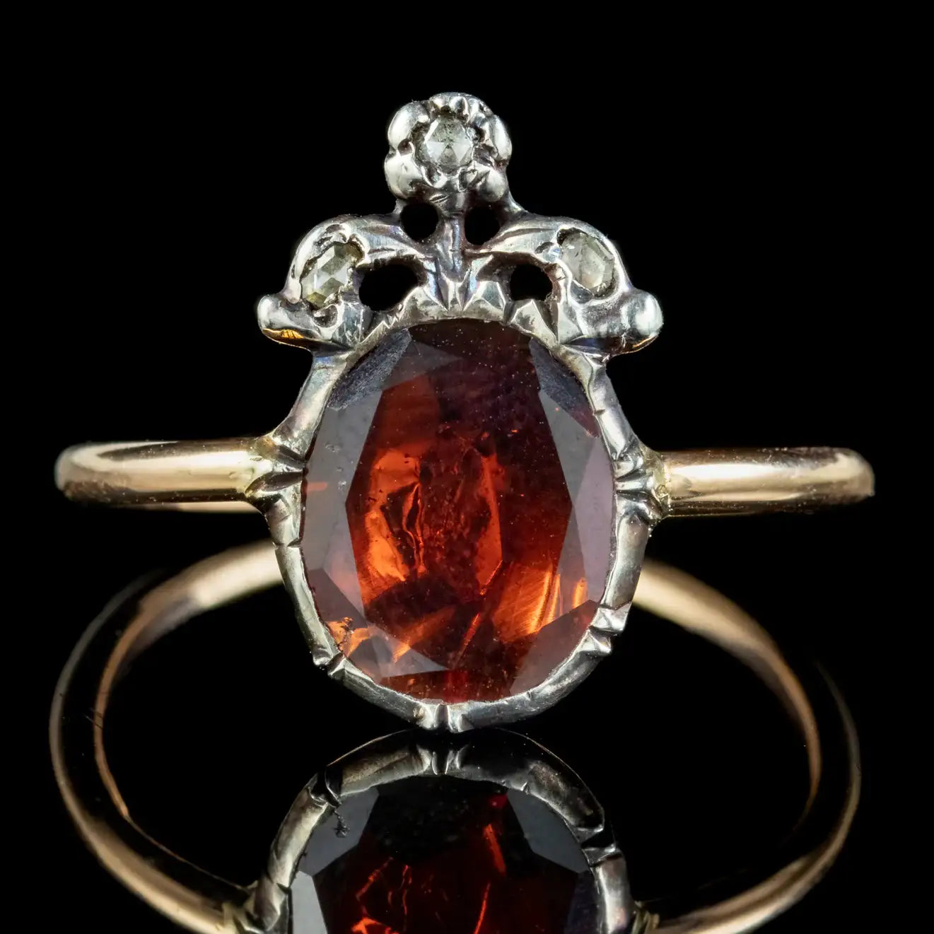 Georgian Style Diamond Flat Cut Garnet Ring – Laurelle Antique Jewellery