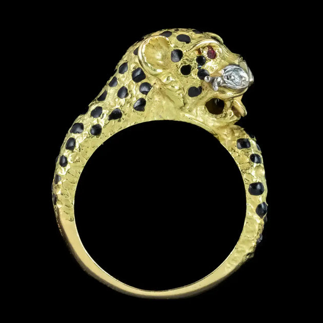 Diamond Ruby Leopard Ring | – Laurelle Antique Jewellery