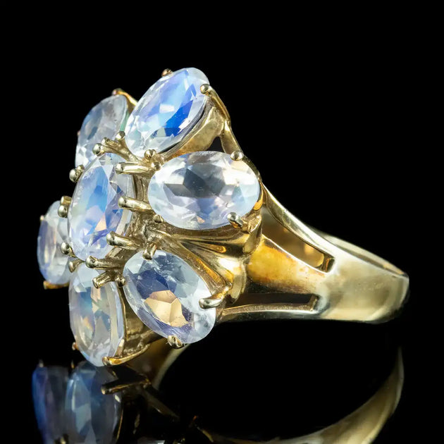 Rainbow Moonstone Cluster Ring | – Laurelle Antique Jewellery