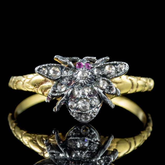 Victorian Style Bee Ruby-Diamond Engagement Ring | – Laurelle Antique ...