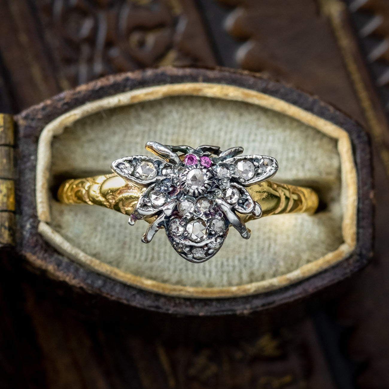 Victorian Style Bee Ruby-Diamond Engagement Ring | – Laurelle Antique ...