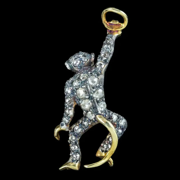 Diamond Monkey Charm Pendant | – Laurelle Antique Jewellery