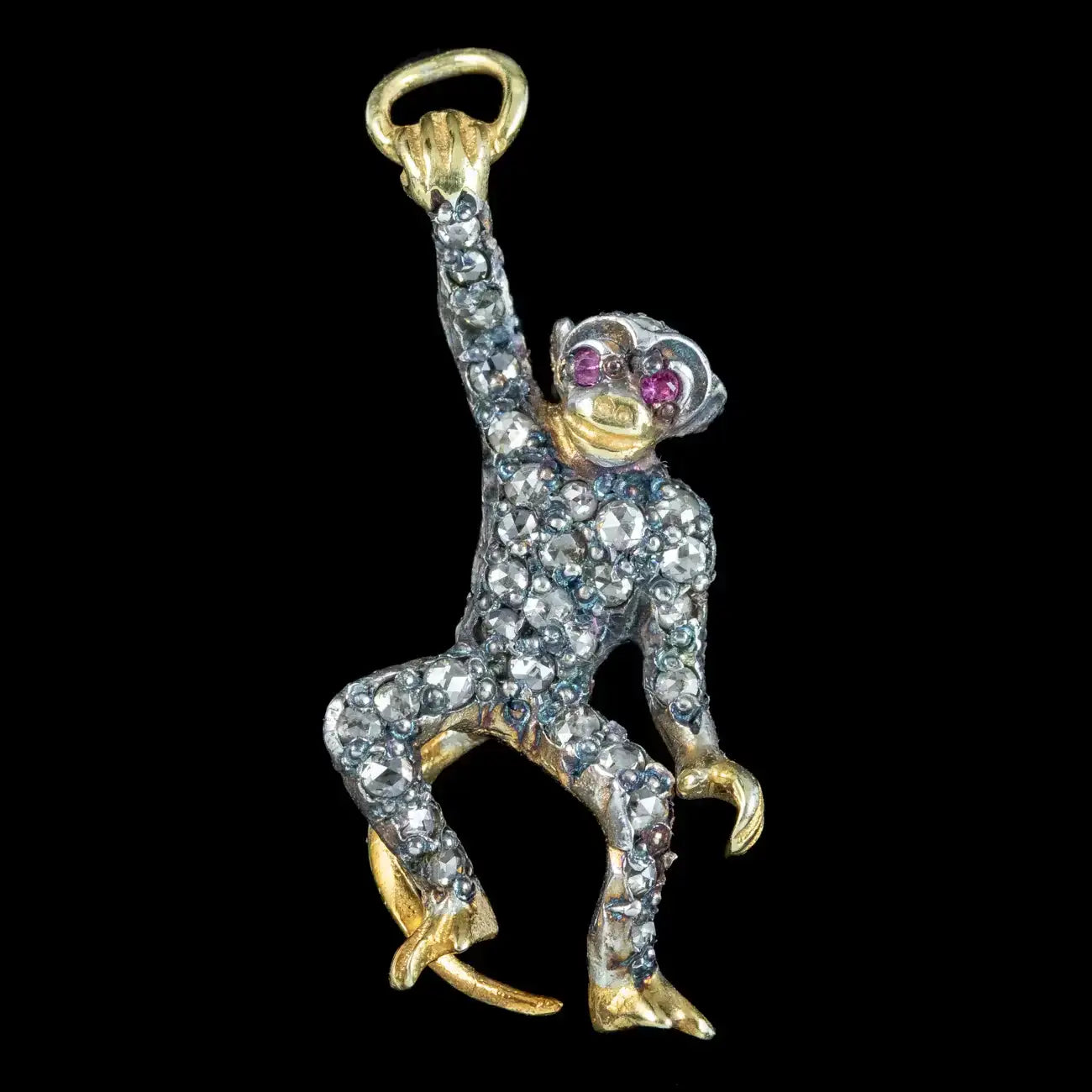Diamond Monkey Charm Pendant | – Laurelle Antique Jewellery