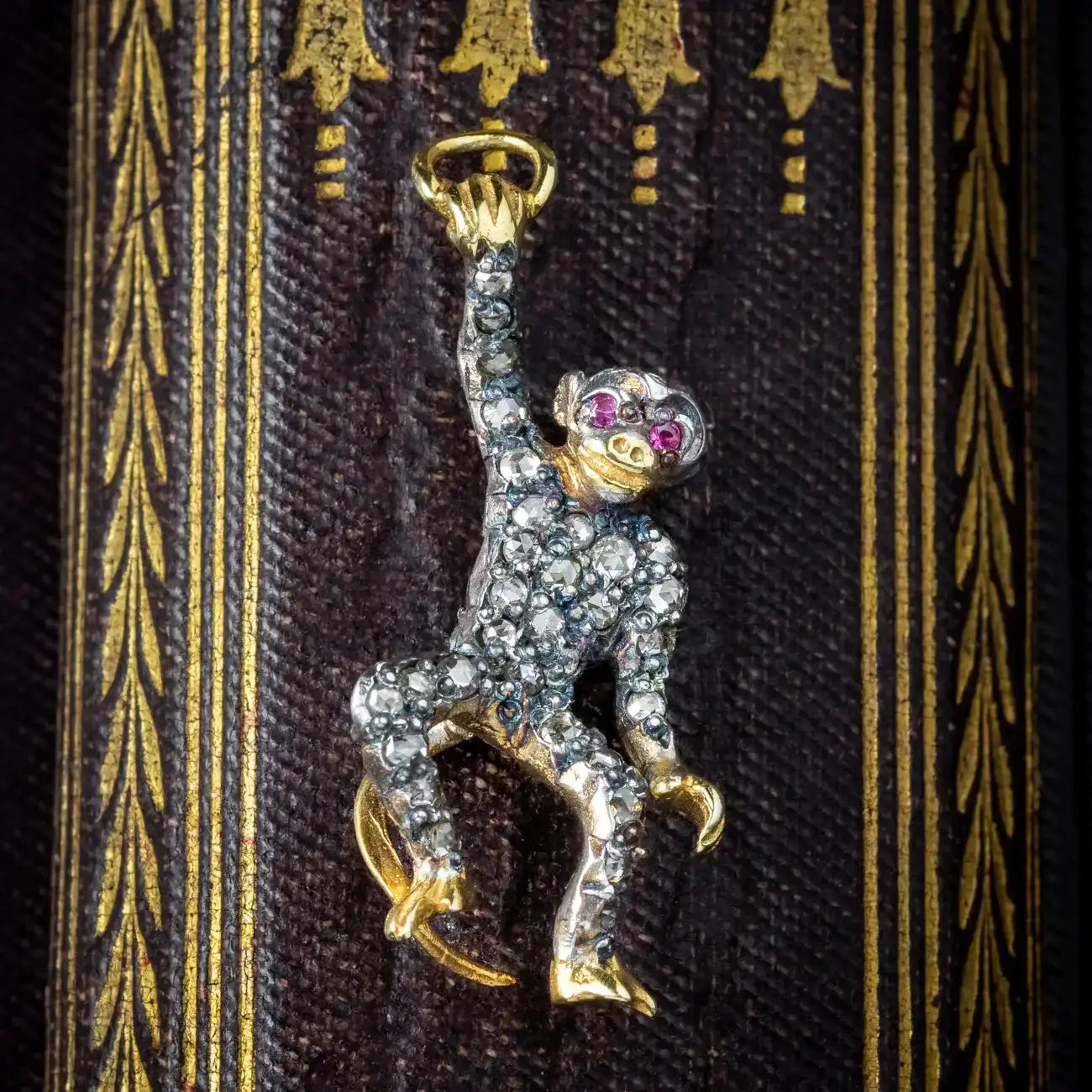 Diamond Monkey Charm Pendant | – Laurelle Antique Jewellery