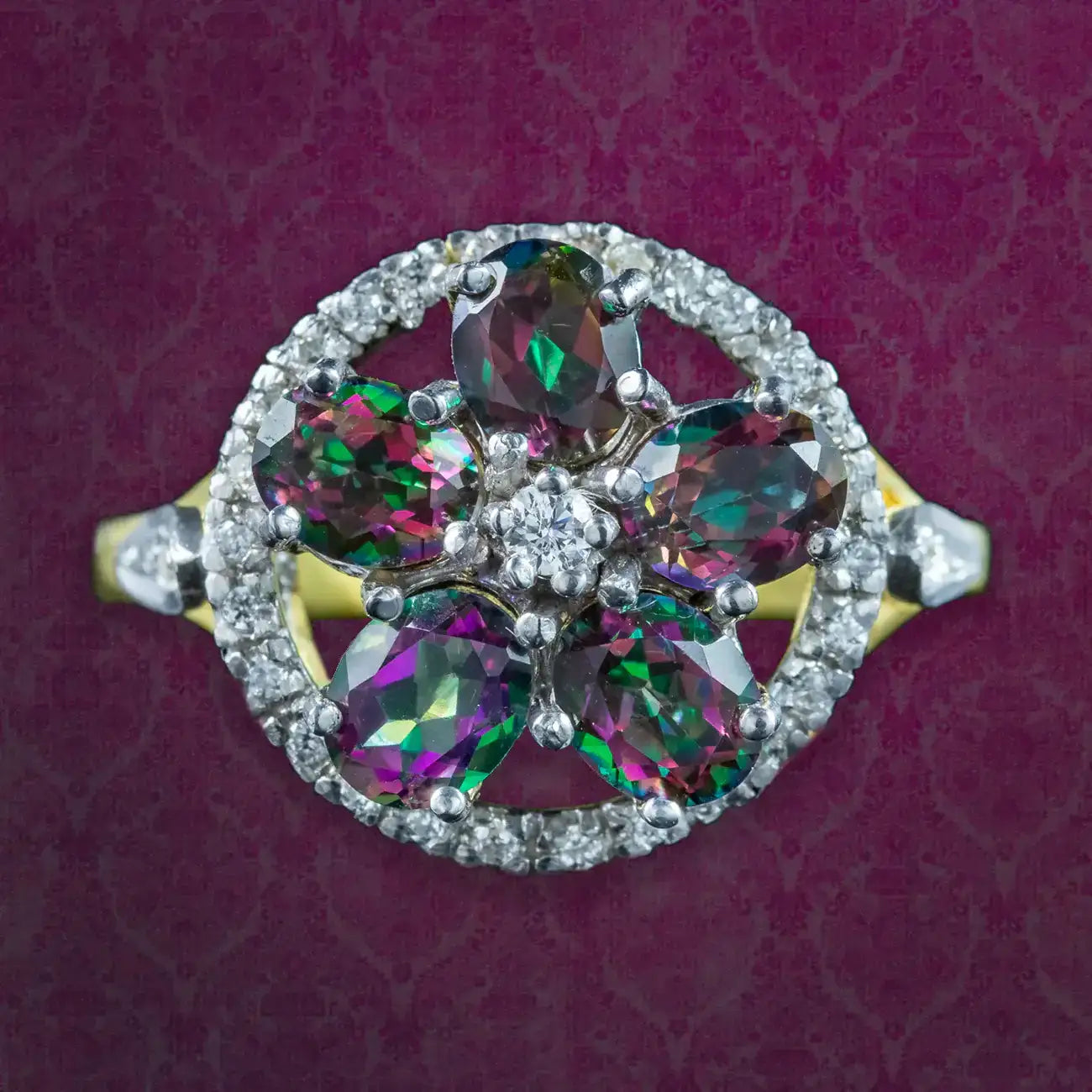 Mystic Topaz Flower Ring | – Laurelle Antique Jewellery