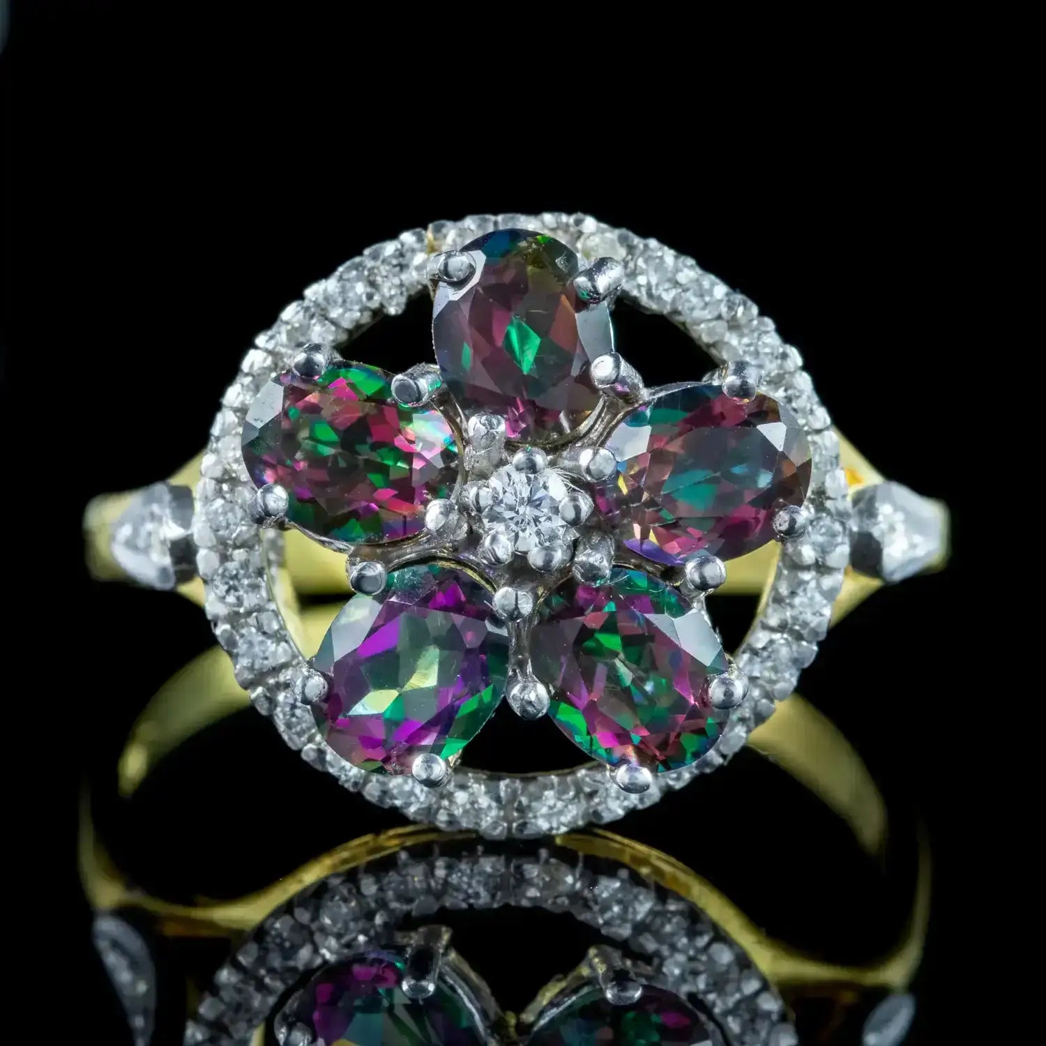 Mystic Topaz Flower Ring | – Laurelle Antique Jewellery