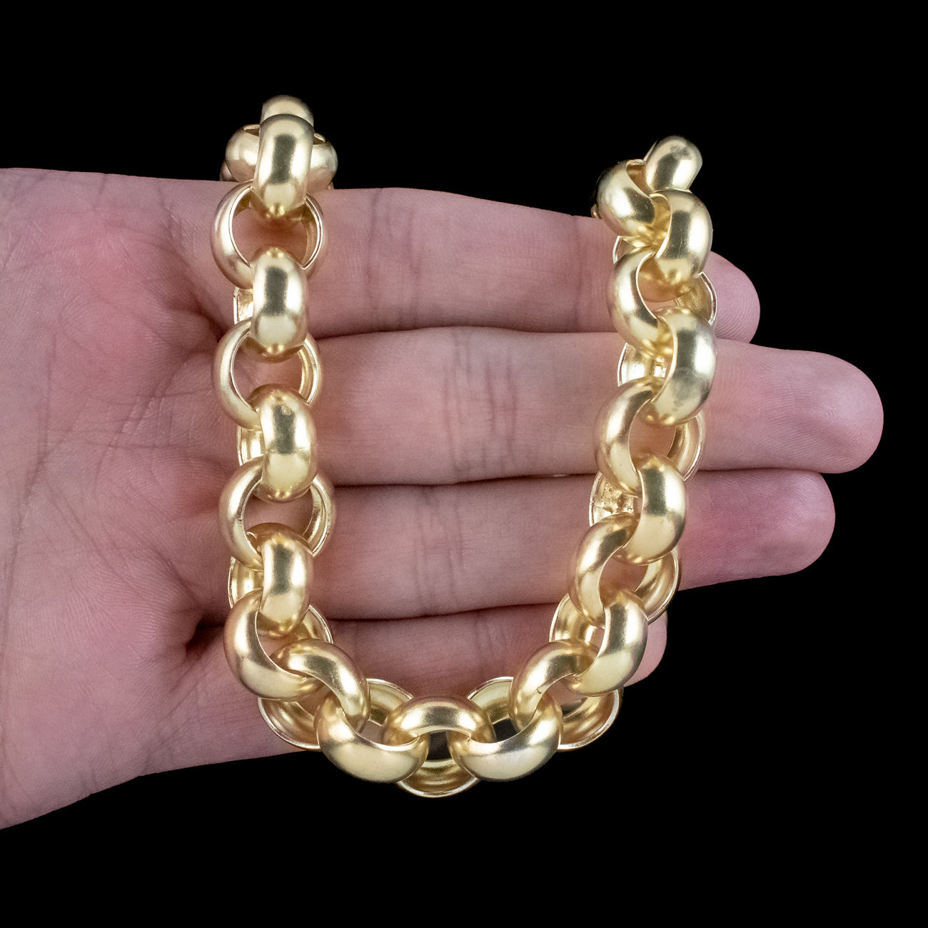 Vintage Chunky Belcher Chain Necklace Sterling Silver 18ct Gold Gilt ...