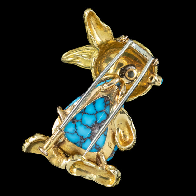 Vintage Turquoise Rabbit Brooch | – Laurelle Antique Jewellery