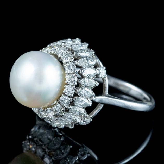 Vintage Pearl Diamond Boule Ring | – Laurelle Antique Jewellery