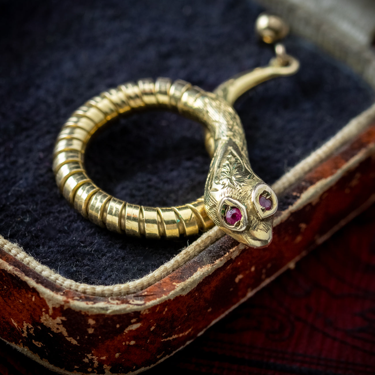 Vintage Snake Drop Earrings 9ct Gold Ruby Eyes Smith And Pepper Dated ...
