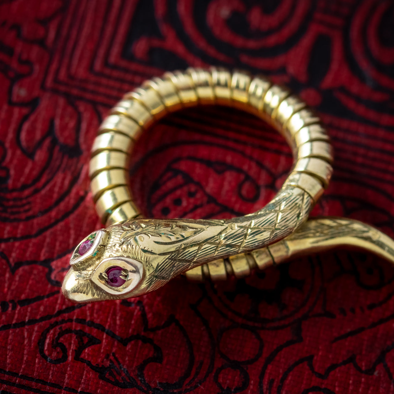 Vintage Snake Drop Earrings 9ct Gold Ruby Eyes Smith And Pepper Dated ...