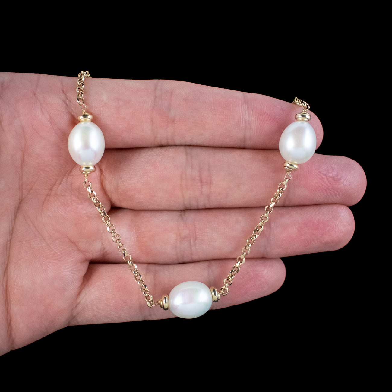 Vintage Style Pearl Chain Necklace 18ct Gold – Laurelle Antique Jewellery