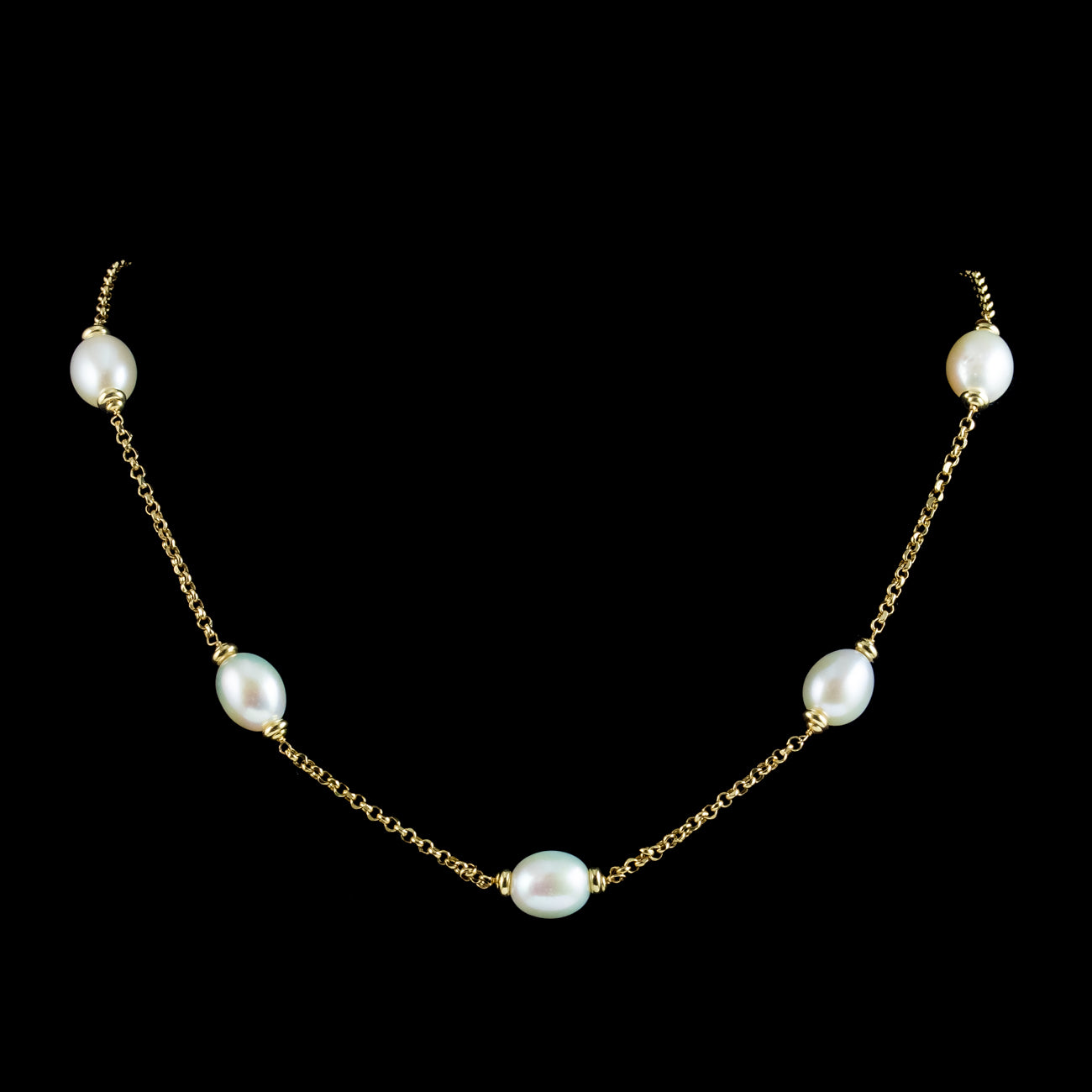 Vintage Style Pearl Chain Necklace 18ct Gold – Laurelle Antique Jewellery